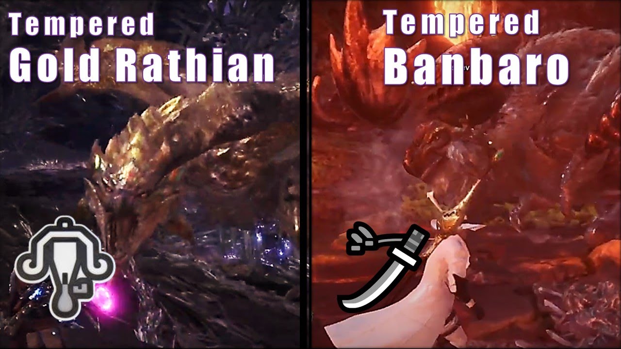 Tempered Gold Rathian , Tempered Banbaro | LBG | Long Sword | MHW ...