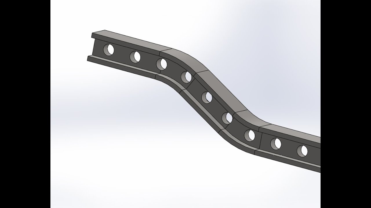SolidWorks 3D Swept I-beam with a pattern along curve - YouTube