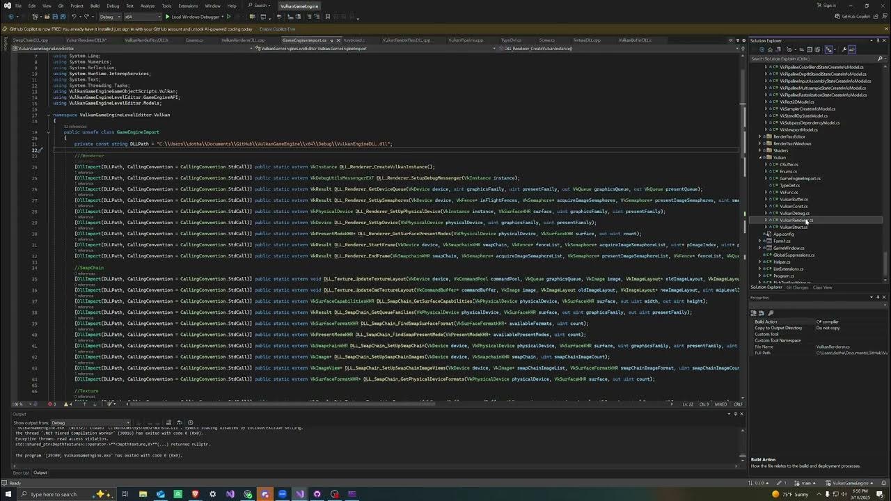 Building a 2D game engine with Vulkan. Ep1 Dealing with memory transfer in DLL from C# to C++ is ...