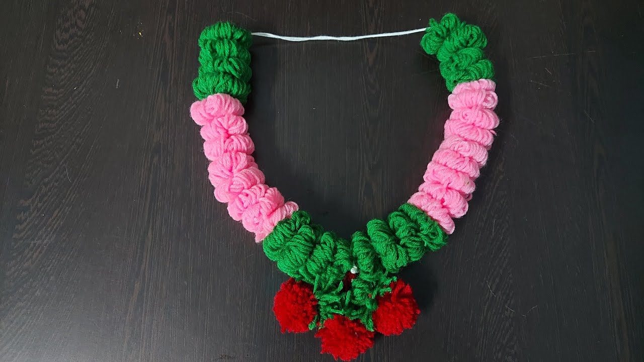 woolen thread malai easy craft for home decor in tamil || உல்லன் நூலில் ...