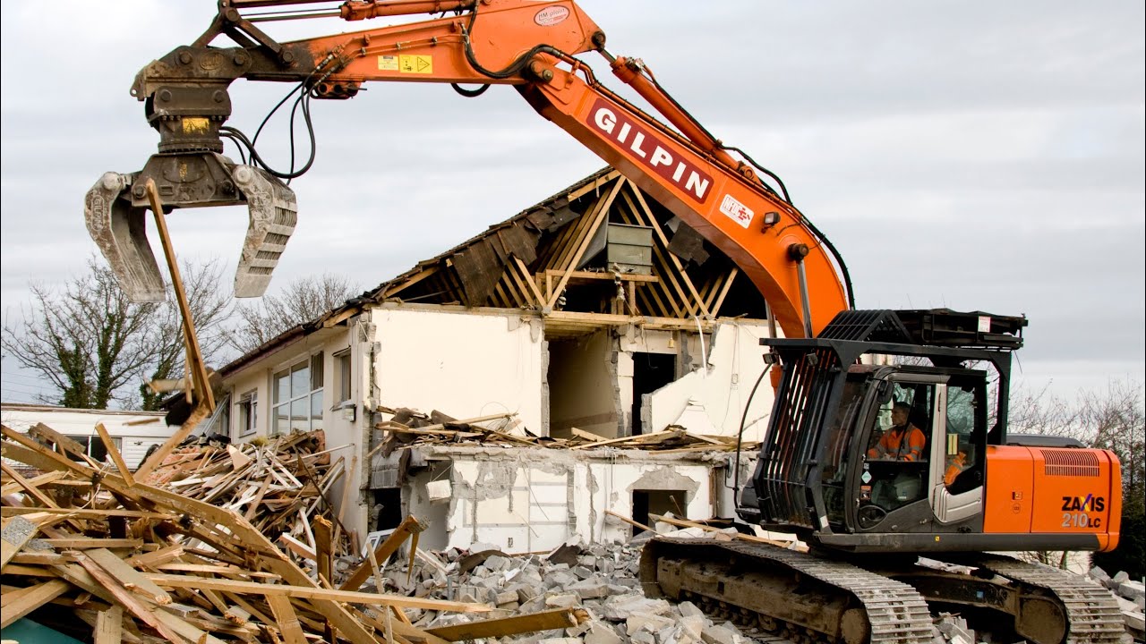 House demolition with Excavator - YouTube