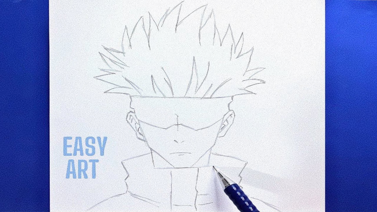 EASY JUJUTSU KAISEN DRAWING || How to draw GOJO (Jujutsu Kaisen) step ...