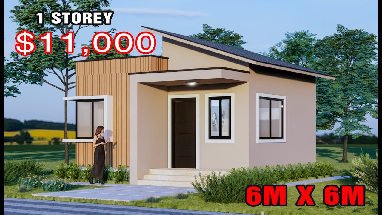 ( 6x6 Meters ) Modern Tiny House Design | 1 Bedrooms House Tour - YouTube