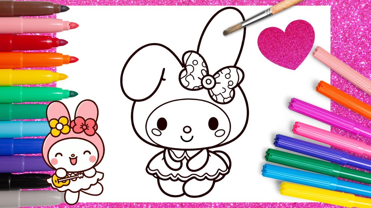 Coloring My Melody with Glitter and Markers🌸 - YouTube
