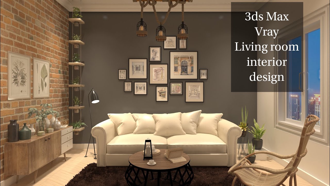 3DS Max Living Room interior Tutorial Vray Render - YouTube