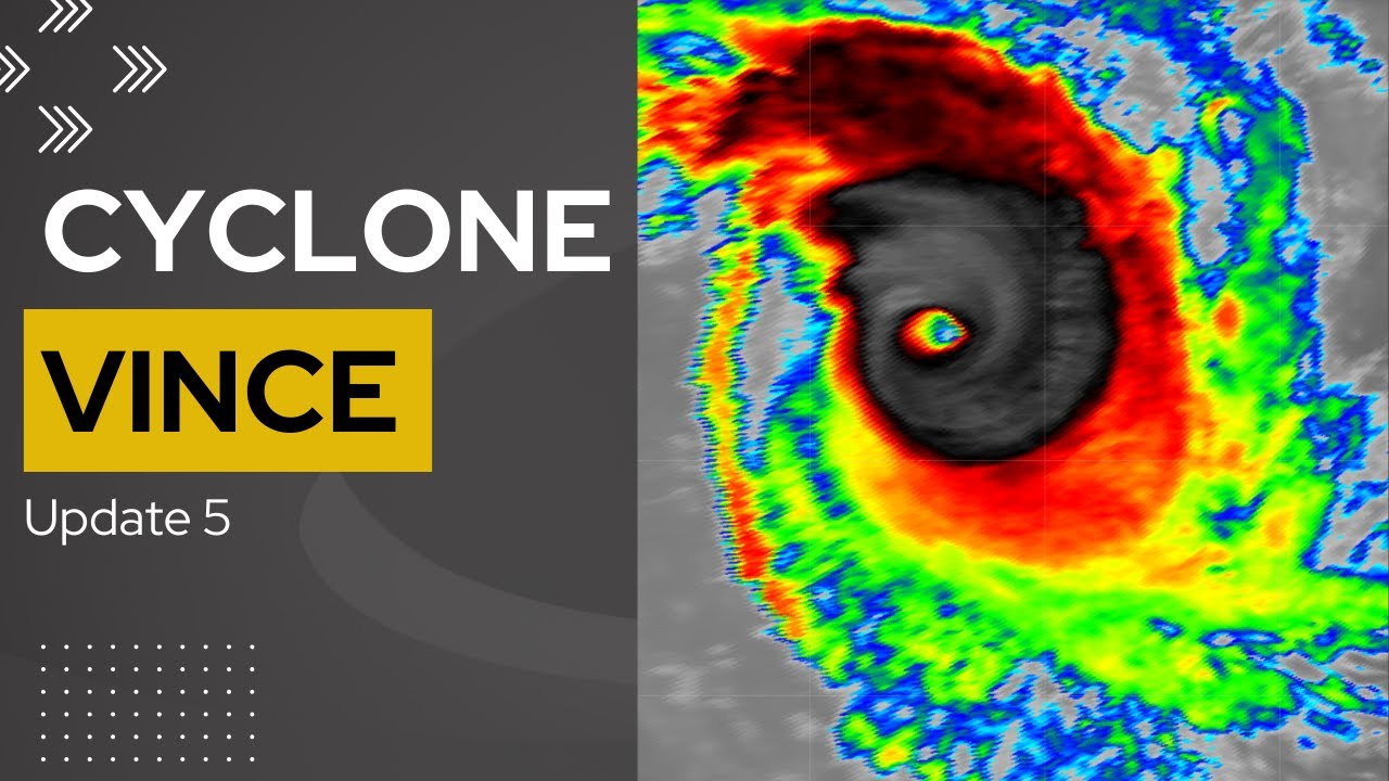 Update 5: Cyclone Vince maintaining an eye - YouTube
