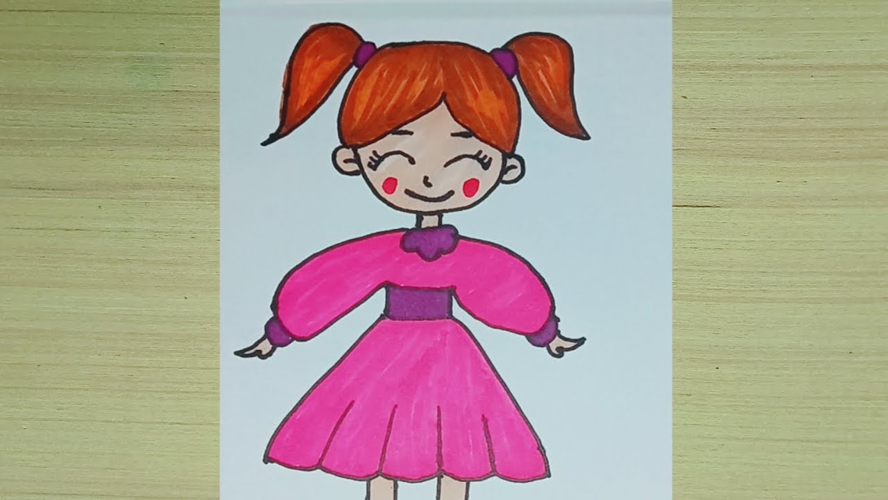 Simple Drawing || Carton Girl Drawing || marker/ - YouTube