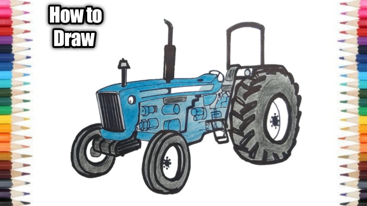 ट्रैक्टर टोचन ड्राइंग #2 American Ford tractor drawing I How to Draw ...