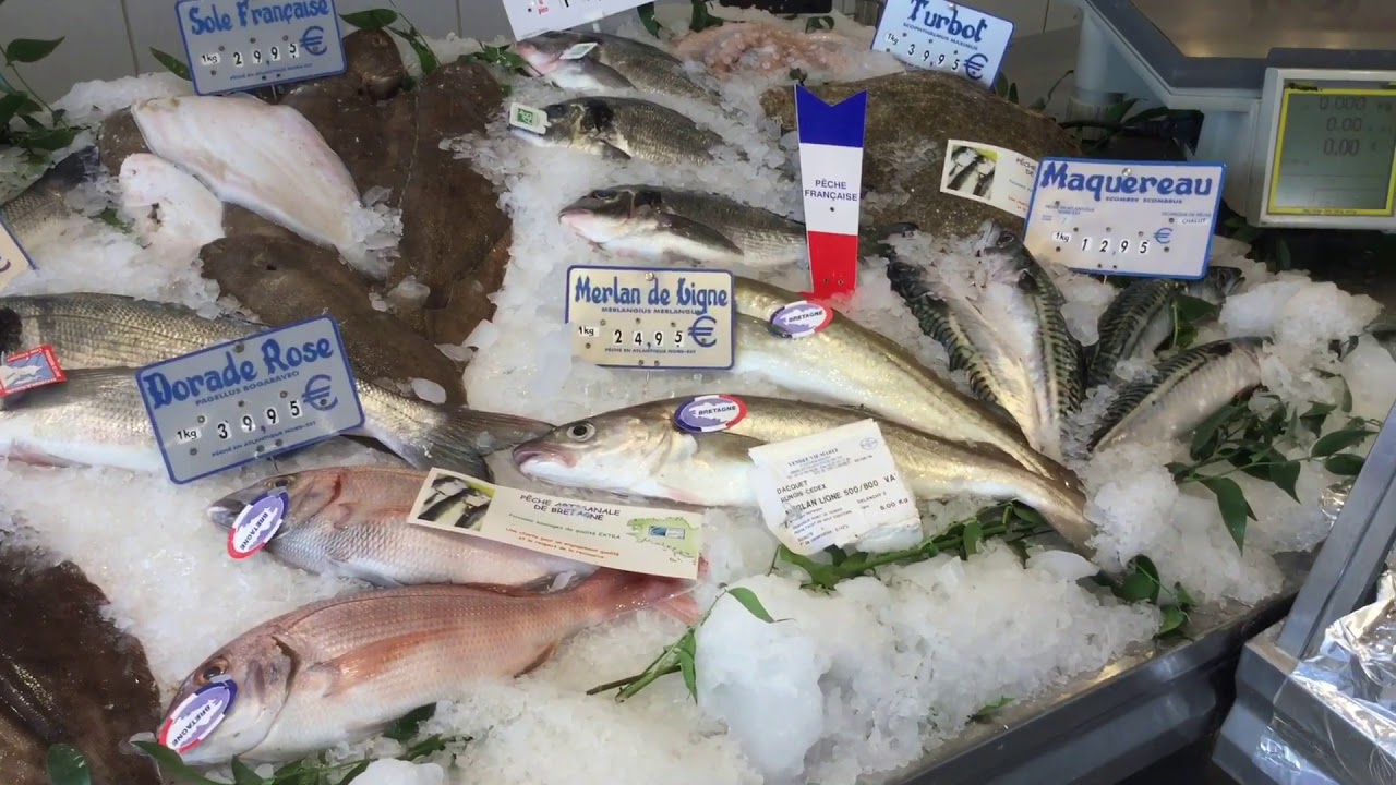 Fresh seafood / fish market in Paris, France - YouTube