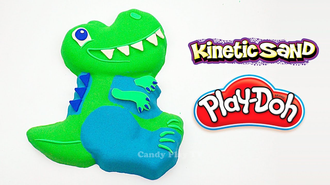 Learn Colors with Dinosaur Kinetic Sand and Play Doh Learn Jungle ...