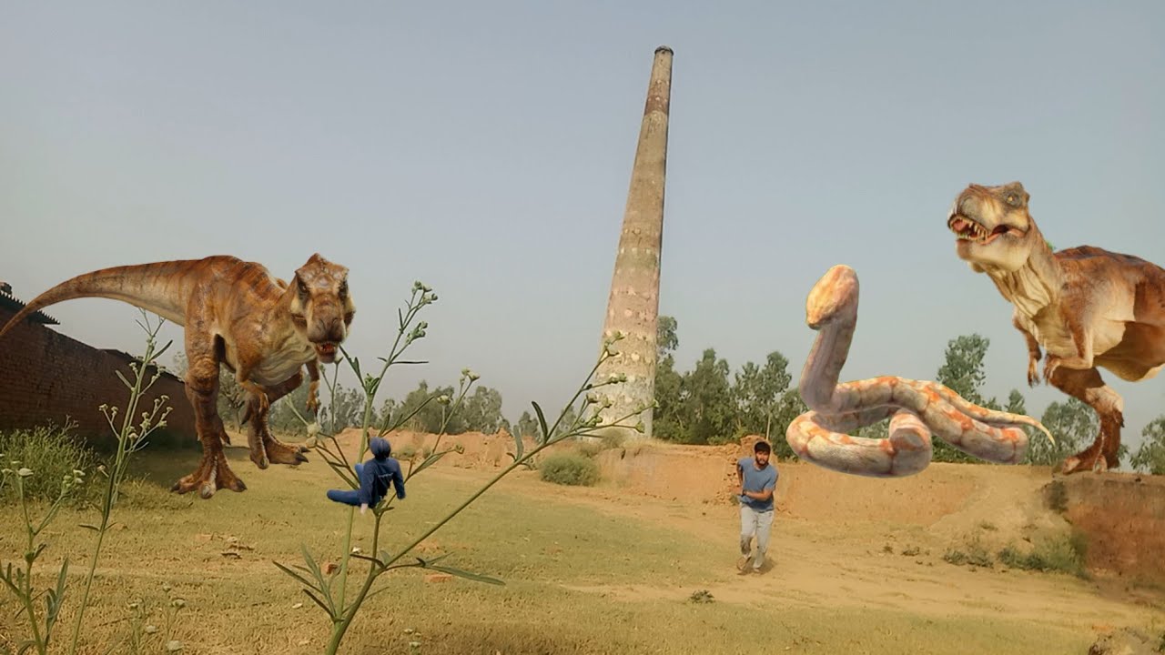 dinosaur in Indian Jungle public place Attack T-Rex Chase Movie ...