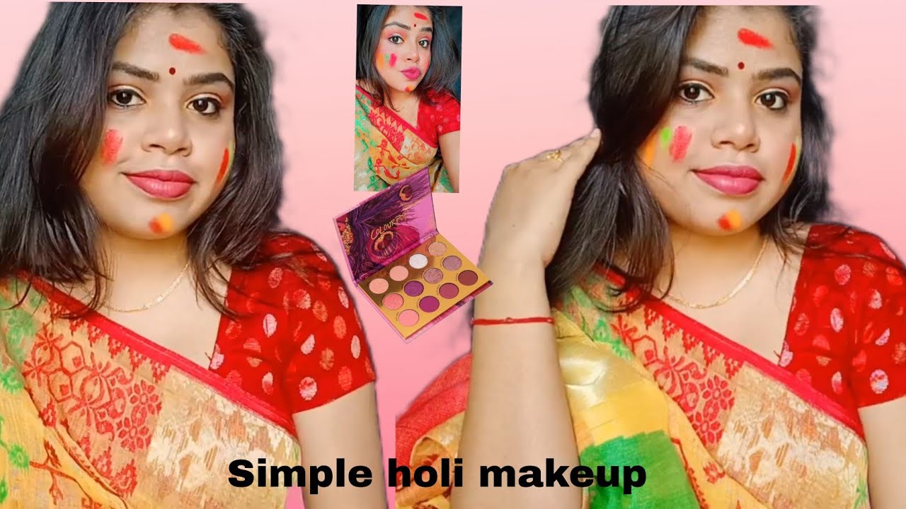 Simple holi makeup look - YouTube