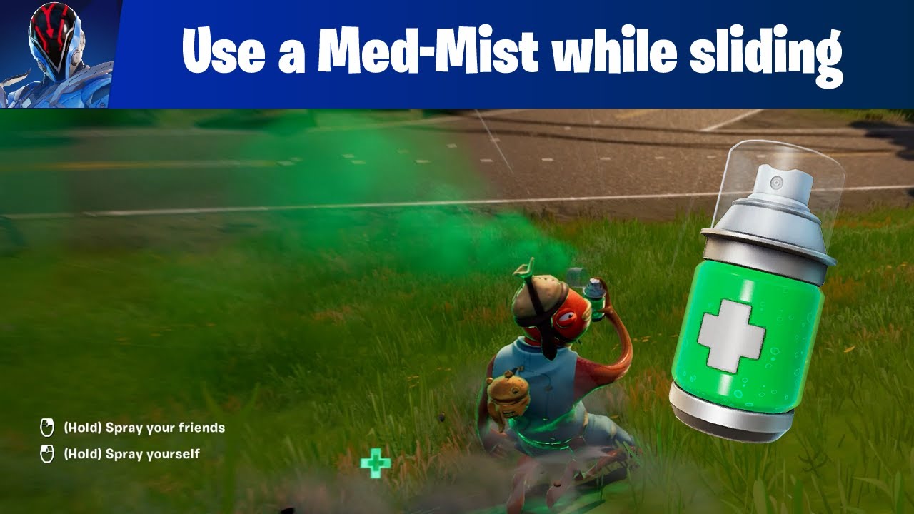 Fortnite วิธีทำ Use a Med Mist while sliding Week 10 - YouTube