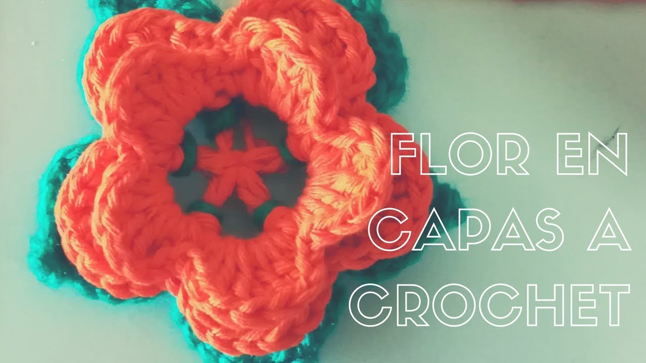 Como tejer Flor capas con hojas tejida a crochet *crochet Flowe* flor ...