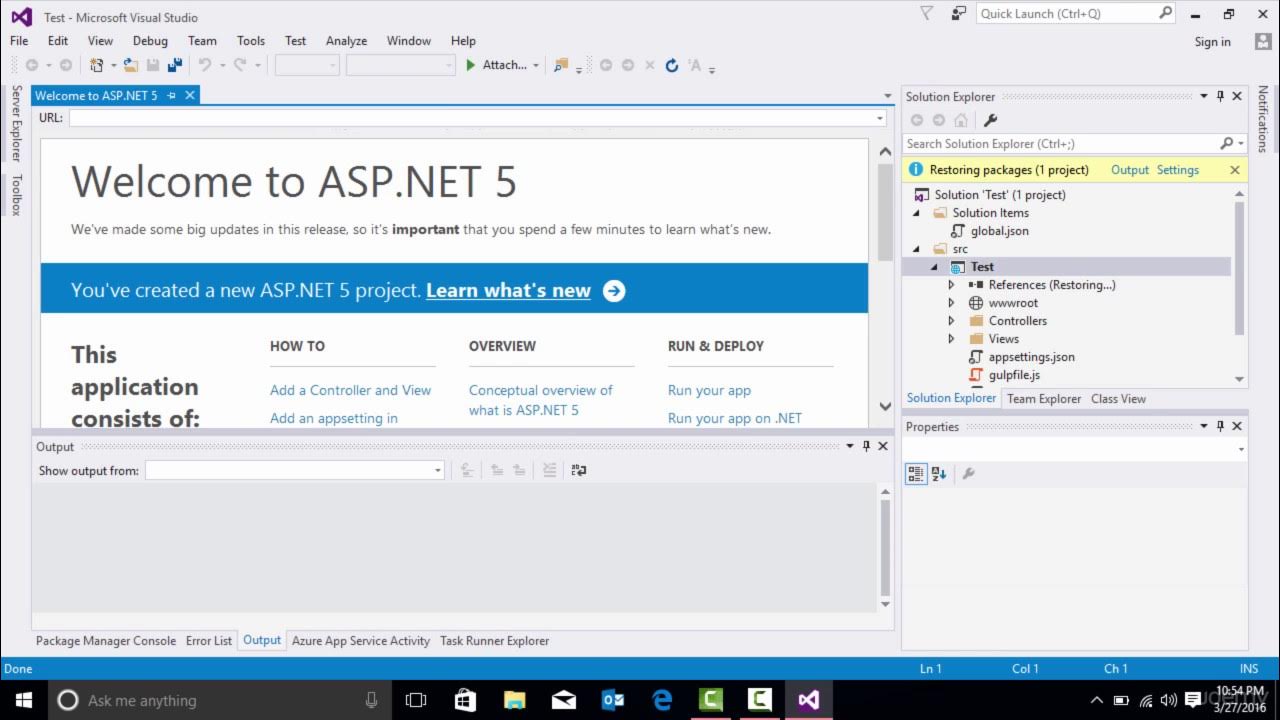 Learning ASP.NET 8 Create Your First Web Application Project Visual Studio 2015 Windows - YouTube