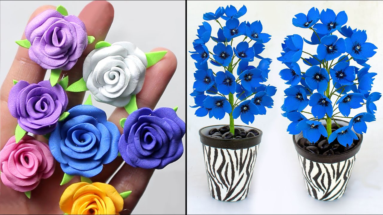 2 DIY Foam Sheet Flowers Easy | How to make Mini Rose Flower with Foam ...