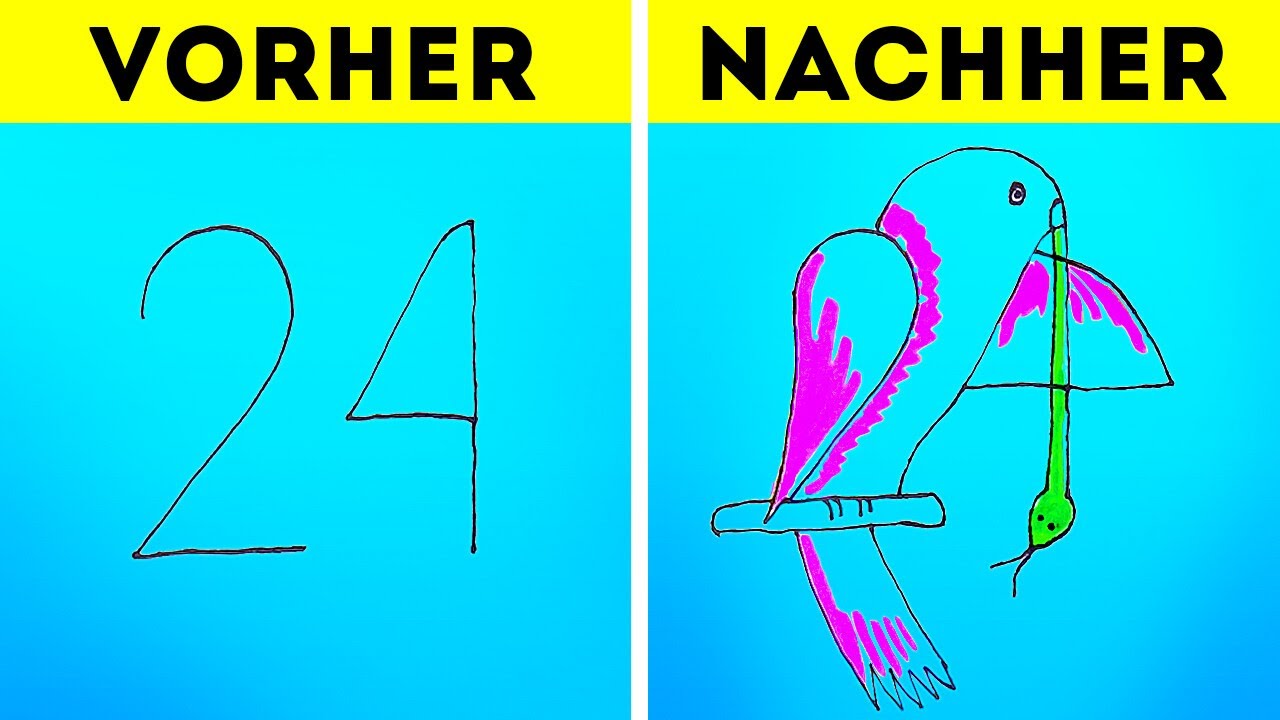 EINFACHE IDEEN ZUM ZEICHNEN, DIE JEDER NUTZEN KANN - YouTube