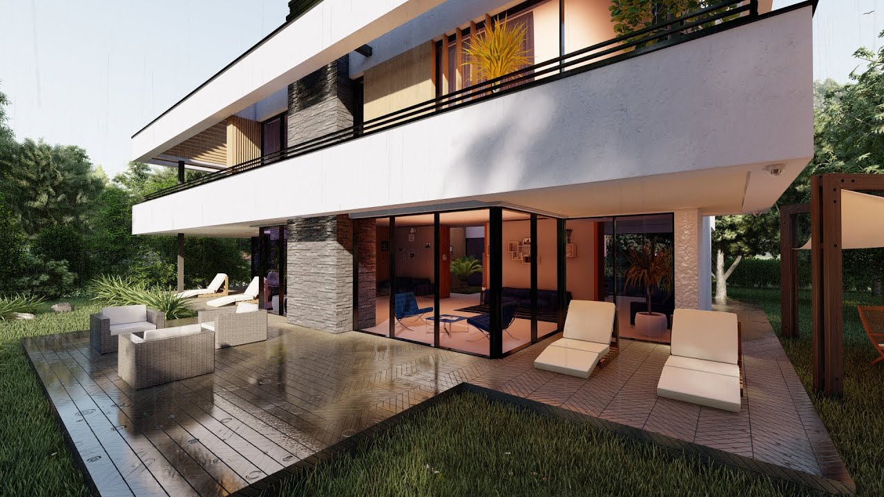 3D animation house interior and exterior design - YouTube