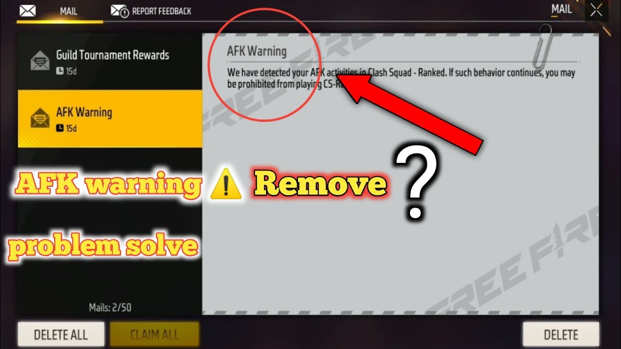 AFK warning ⚠️ remove? Problem solve | garena free fire - YouTube