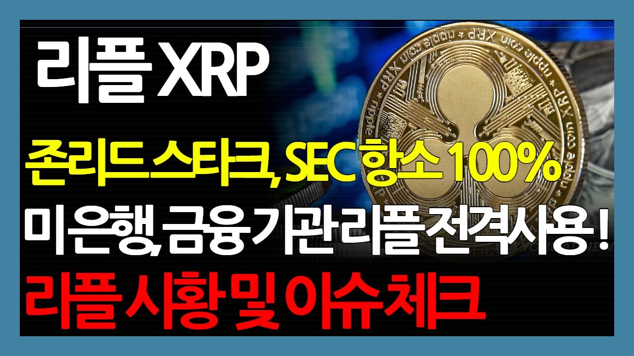 리플 Xrp 존 리드 스타크 Sec 항소 100 미 은행 금융 기관 리플 전격 사용 리플 시황 및 이슈 체크 Youtube