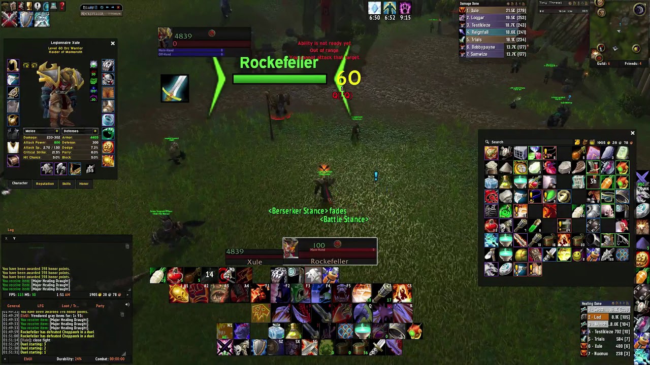 Classic WoW Warrior Duel. - Dual Wield VS 2H - YouTube