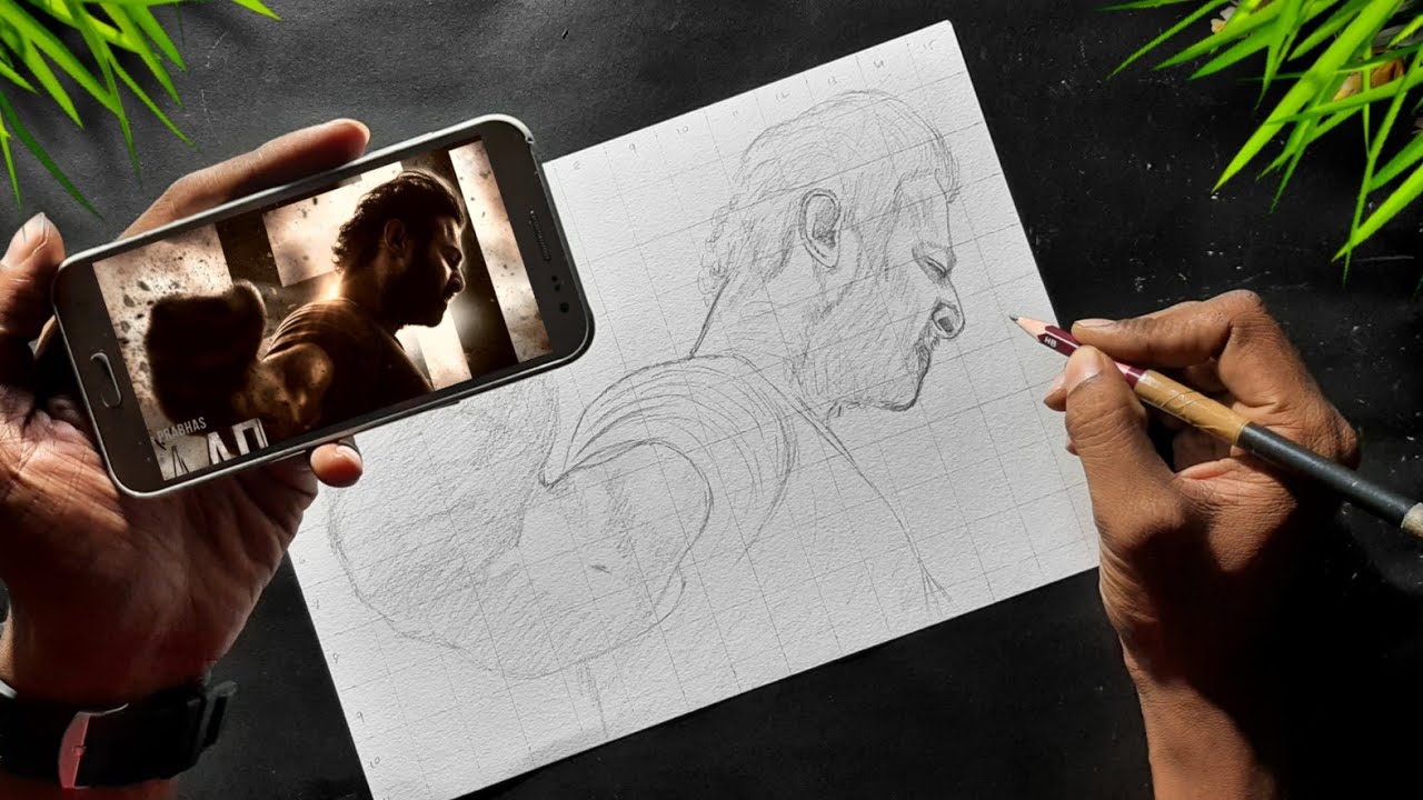 Salaar Poster Drawing | Prabhas Drawing | Step by step Outline tutorial ...