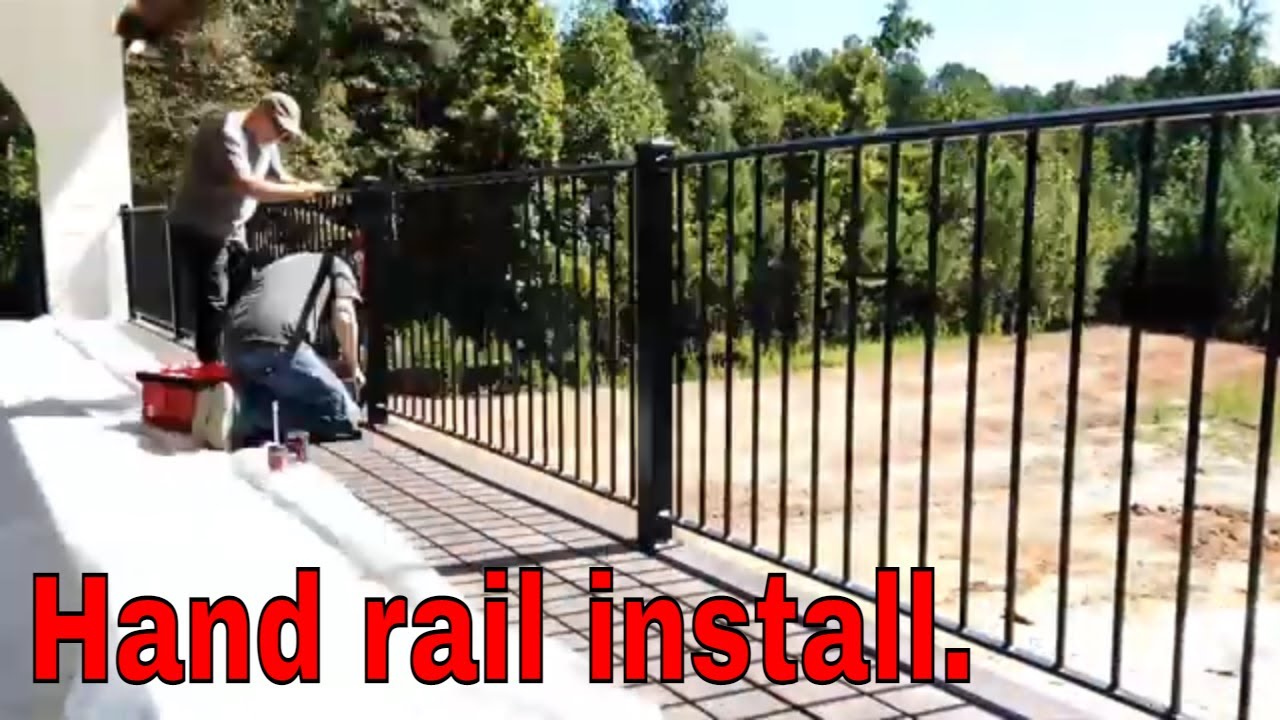 Hand rail install on a new house. - YouTube