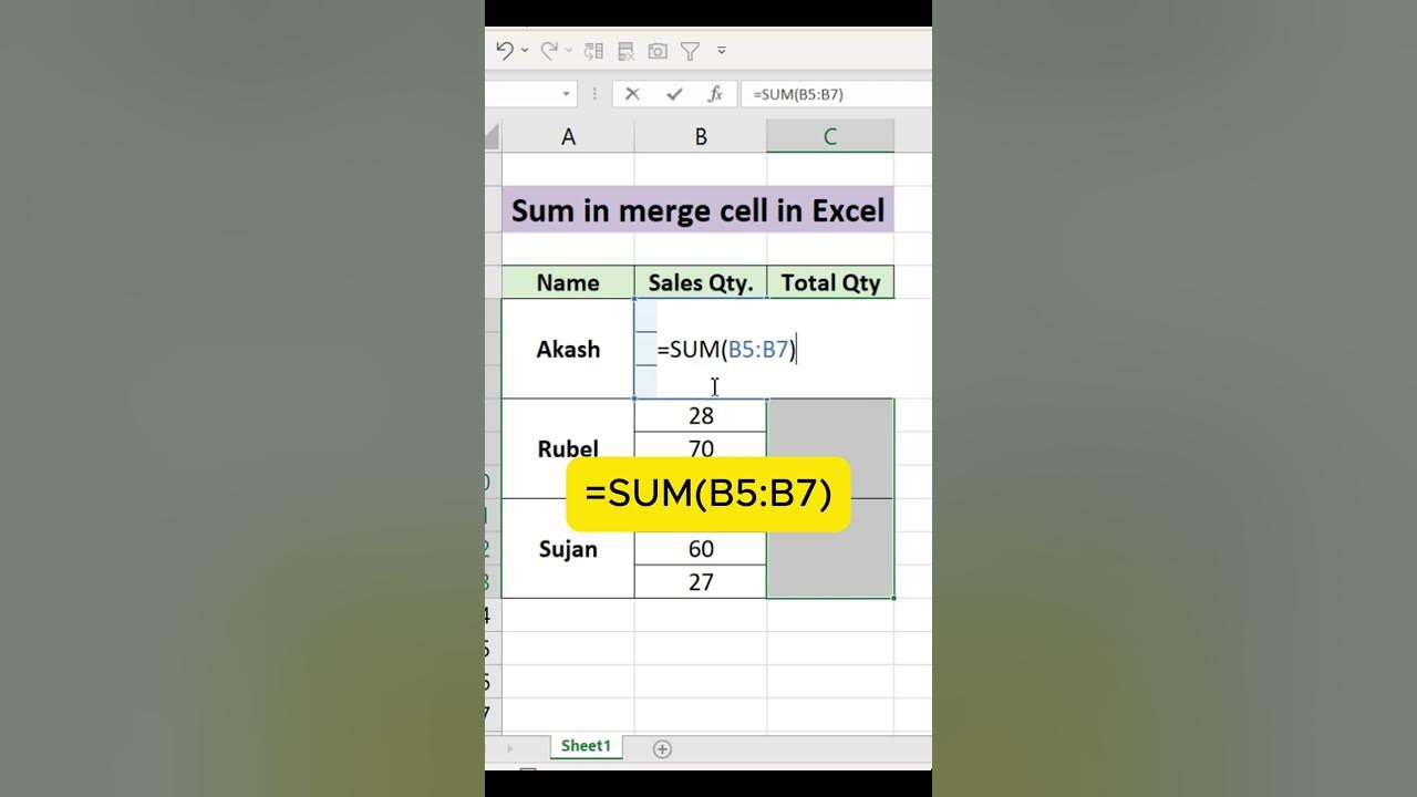 How to sum in merge cells in Excel #excel #excelshorts #exceltips #exceltricks #exceltutorial ...