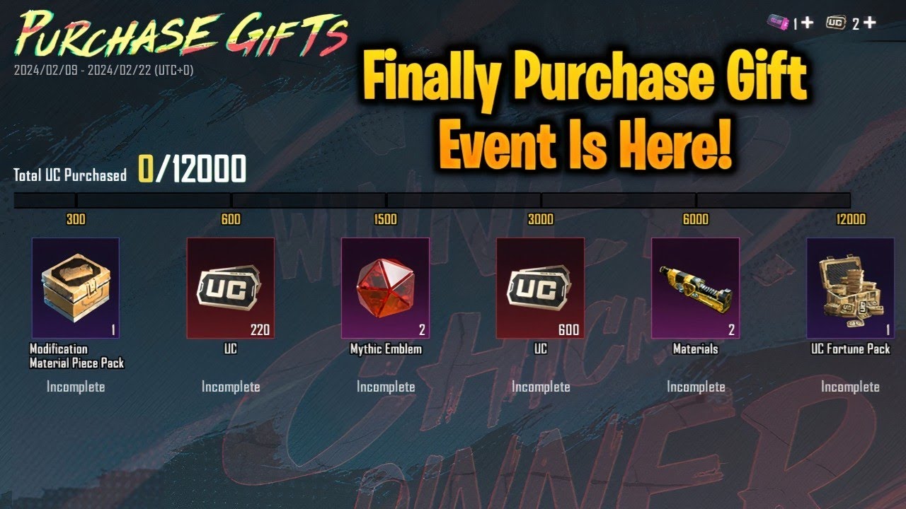 Finally Purchase Gift Event Is Here! - PUBG MOBILE Purchase UC And Get ...
