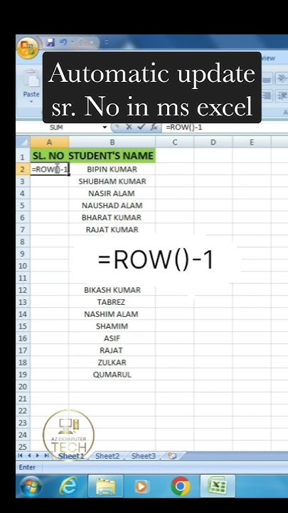 Automatic Update Sr. No In Ms Excel..#shortvideo #shorts #short #youtubeshorts #excel #exceltips ...