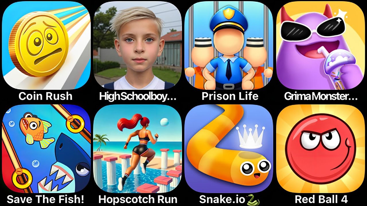 Coin Rush, High School Boy Run, Grimace Monster, Save The Fish ...