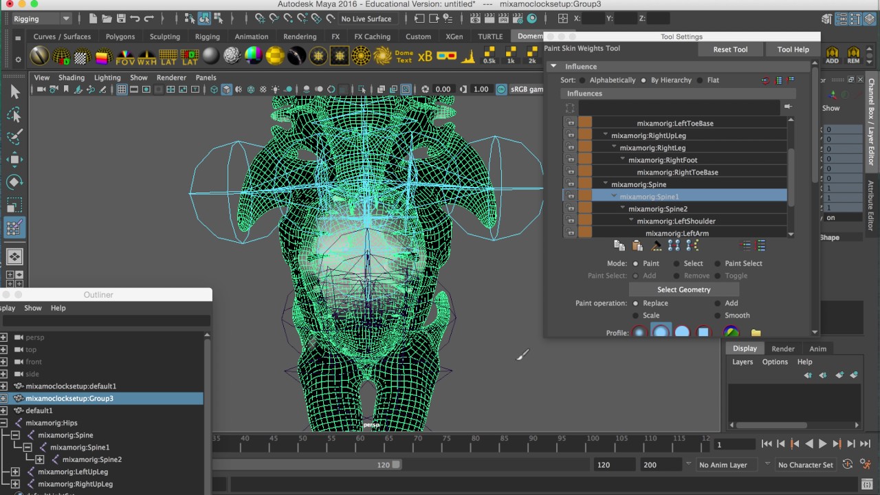 Paint Skin Weights on Mixamo Character - YouTube