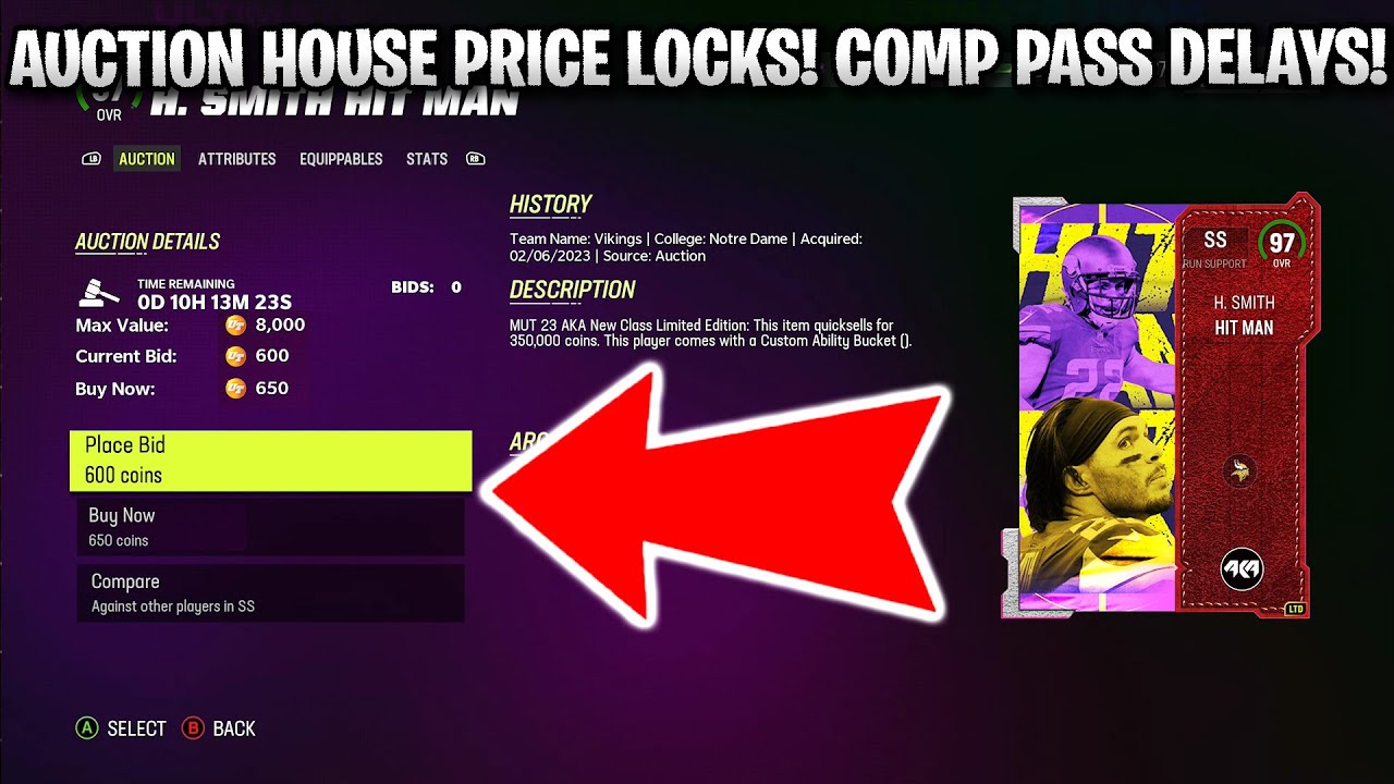 AUCTION HOUSE PLAYER PRICE LOCKS! COMP PASS DELAYS! | MADDEN 23 ...