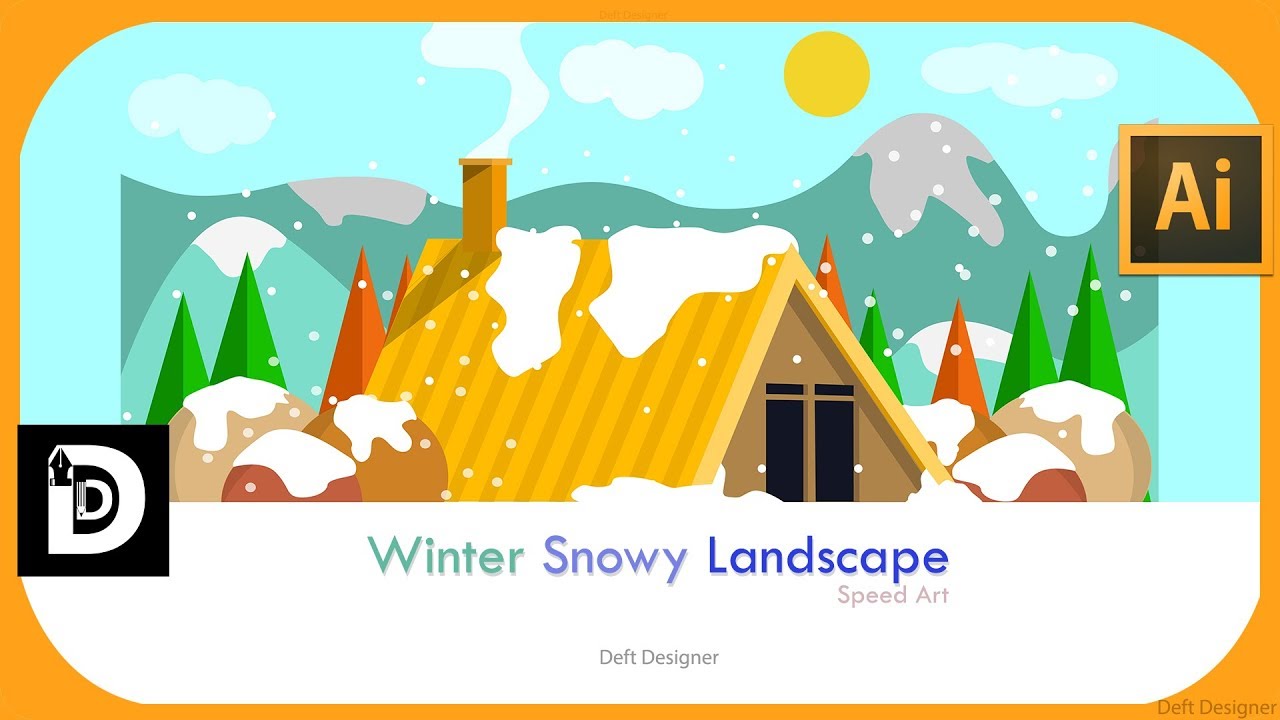 #Illustrator Speedart : Winter #Landscape Mountain snow illustrator CC ...