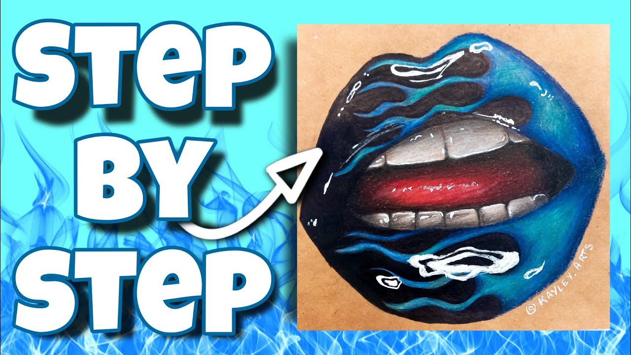 How to Draw Blue Flame Lips with Colour Pencil (Step by Step Beginner ...