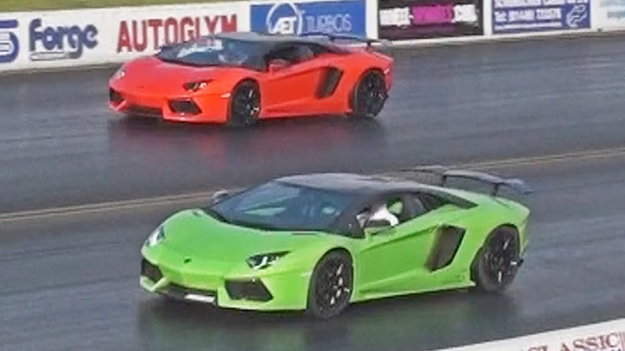 Lamborghini Aventador Drag Race at Santa Pod Raceway - YouTube