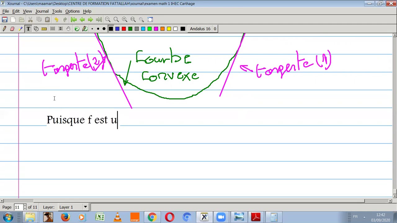 Ex 3 Part 5 Exa Math 1 IHEC Carthage principal 2020 Position courbe par ...