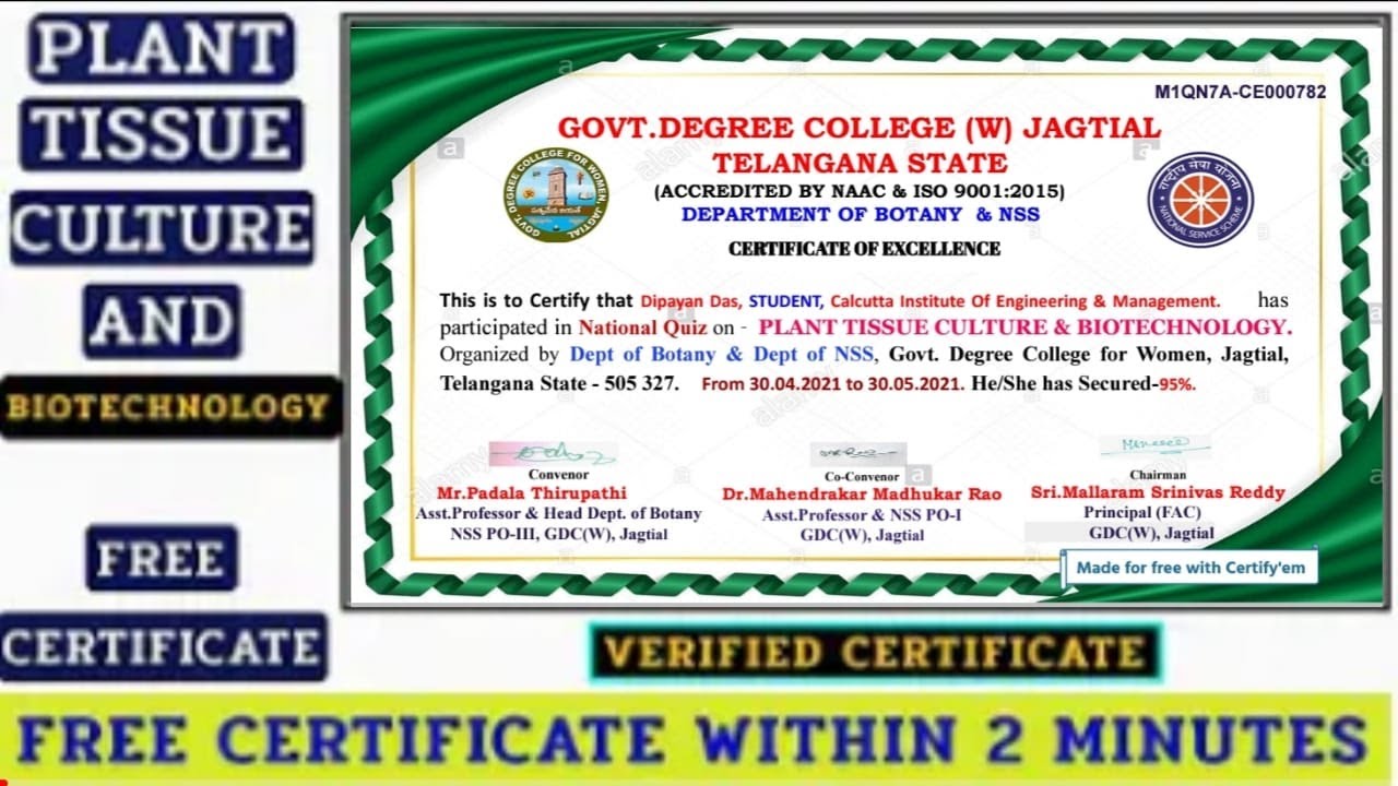 Biotechnology Quiz Certificate | Certificate In 2 Minutes | AICTE ...