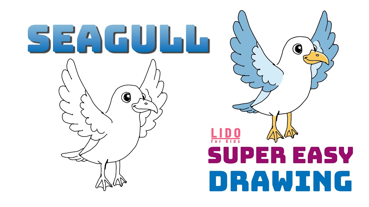 how to draw a cute and simple seagull Easy Cute Bird Drawing # ...