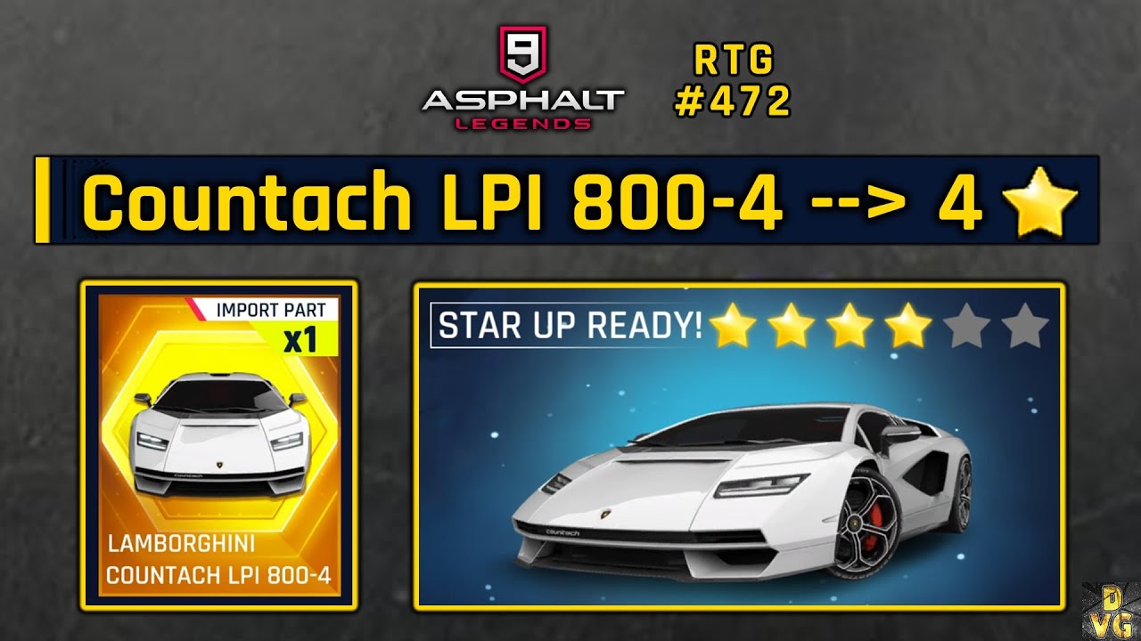 Asphalt 9 | Lamborghini Countach LPI 800-4 to 4 STARS | RTG #472 - YouTube