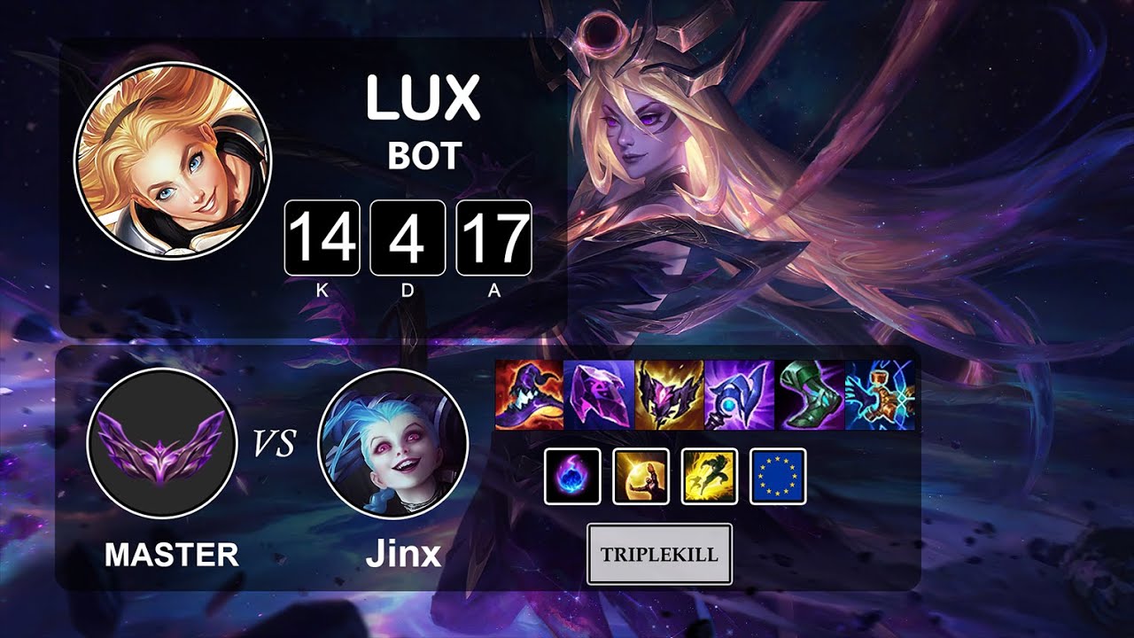 Bot Lux vs Jinx - LOL EUW Master Season 12 Patch 12.2 - YouTube