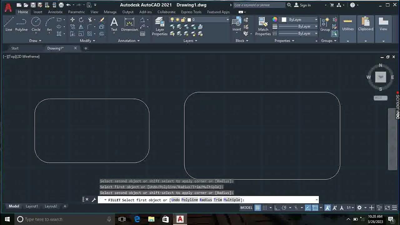 Fillet command in AutoCAD | how to use fillet command in AutoCAD | fillet command in autocad ...