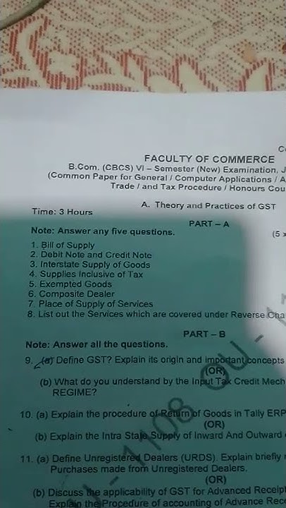 b.com CBSE 6th semester theory and practices of GST questions paper ...