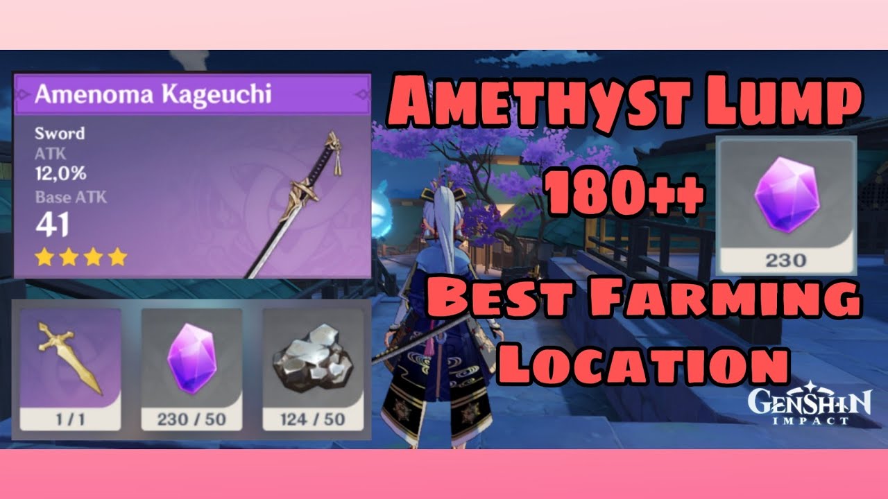 Lokasi Farming Amethyst Lump Untuk Amenoma Kageuchi Inazuma | GENSHIN ...