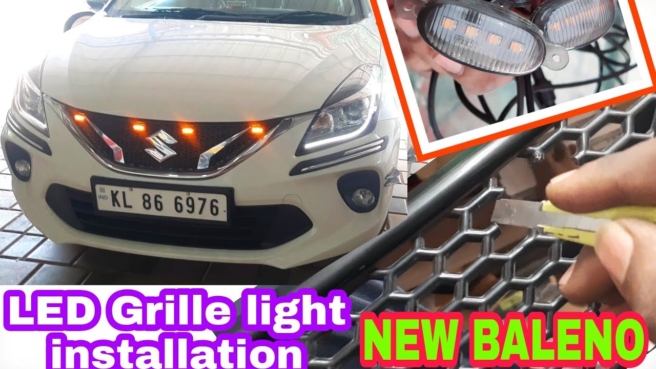 car LED Grille Amber Light installation New baleno|LED Grille light ...