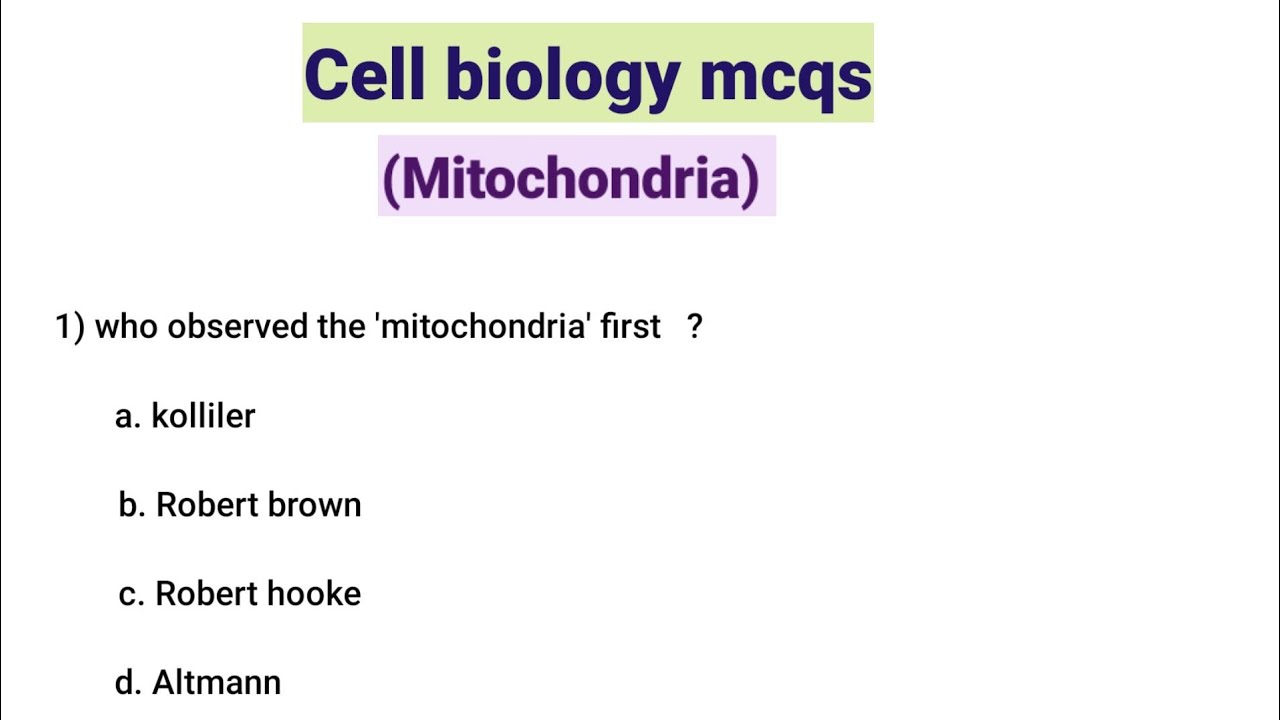 Cell mcqs question and answers||Cell mcqs on mitochondria - YouTube