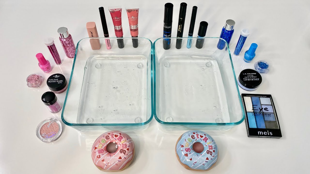 Pink vs Blue - Mixing Makeup Eyeshadow Into Slime | Satisfying Slime ...