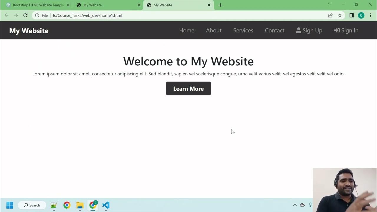 Section - 7 : Lecture - 2 : Use ChatGPT to Code for HTML5/CSS3 & Bootstrap for a Website ...