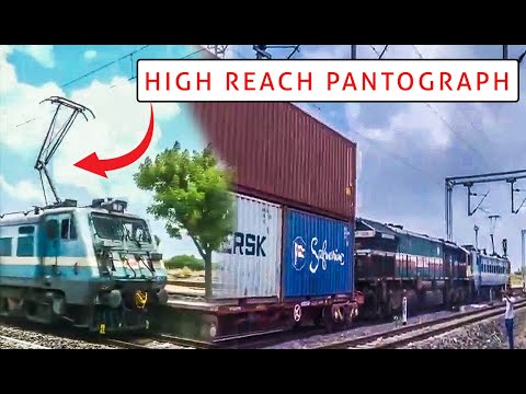 FIRST ELECTRIC HAULED DOUBLE STACK CONTAINER TRAIN | Indian Railways High Reach Pantograph