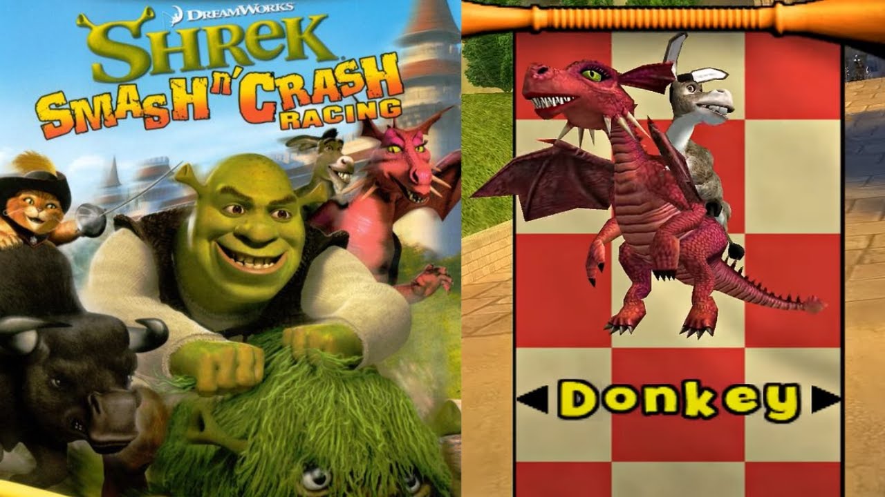 Shrek Smash N' Crash Racing PS2 Donkey Racing In Haunted Woods - YouTube
